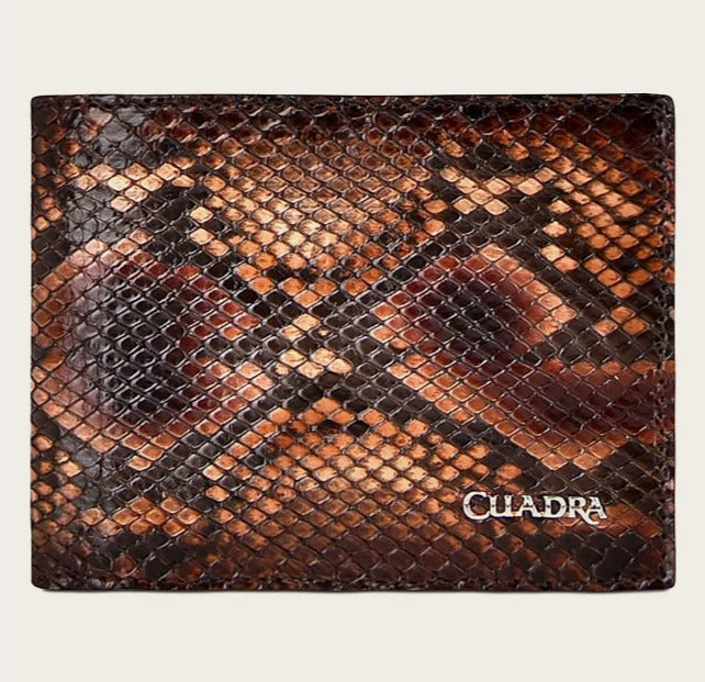 B2910PI - Cuadra chestnut classic python bi fold wallet for men – Kuet.us