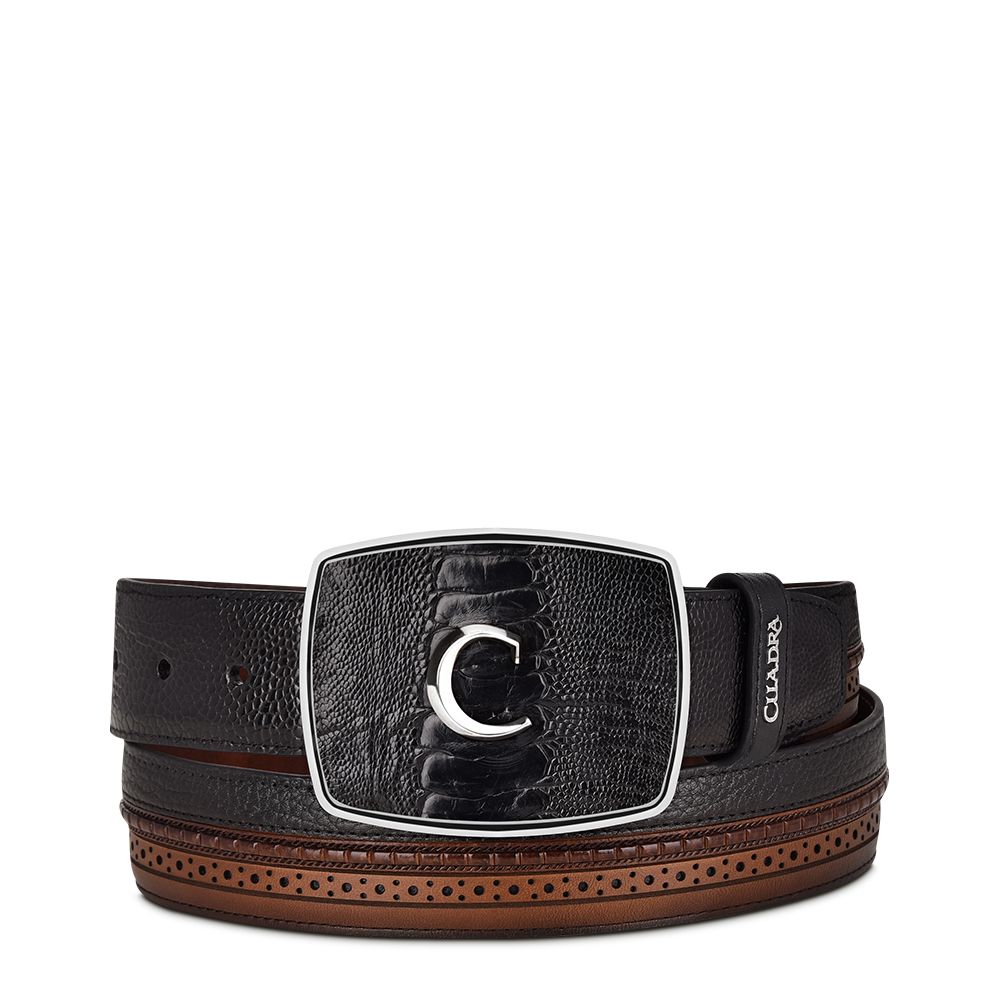 CV485PA - Cuadra black western fashion ostrich leg belt for men – Kuet.us